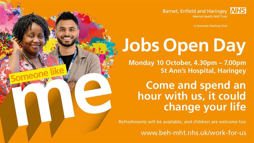 Barnet, Enfield and Haringey Mental Health Trust jobs open day 10 ...